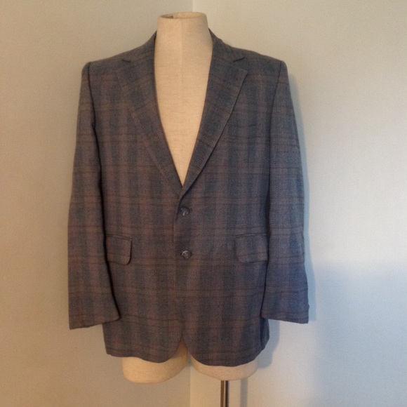 Vintage | Suits & Blazers | Vintage Blue Plaid Sport Coat Jacket 42 44 ...